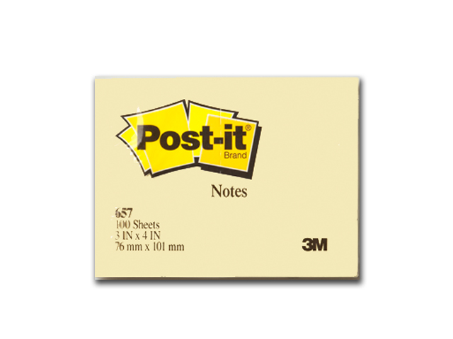 3M Post-it Note 657 100's Yellow 3 x 4 | Office Warehouse, Inc.