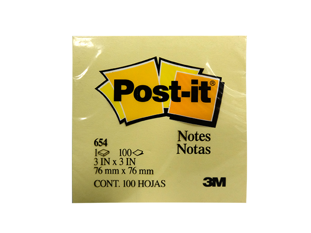 3M Post-it Note 654 100's Yellow 3 x 3 | Office Warehouse, Inc.