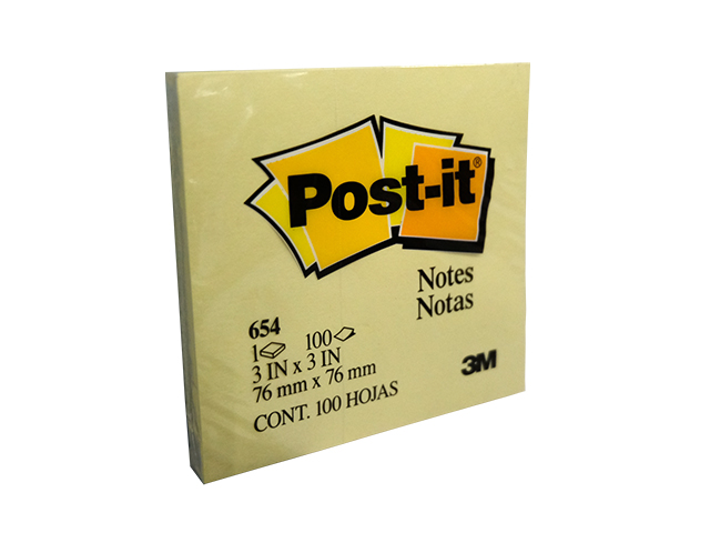 3M Post-it Note 654 100's Yellow 3 x 3 | Office Warehouse, Inc.
