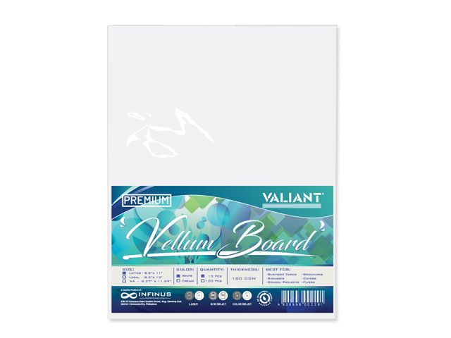 Valiant Premium Vellum Board Paper 180gsm Letter 10s | Office Warehouse ...