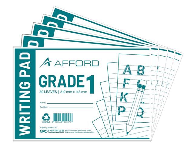 Afford Grade 1 Writing Pad 80LVS 5pads/pack | Office Warehouse, Inc.