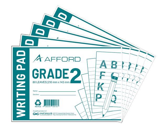 Afford Grade 2 Writing Pad 80LVS 5pads/pack | Office Warehouse, Inc.